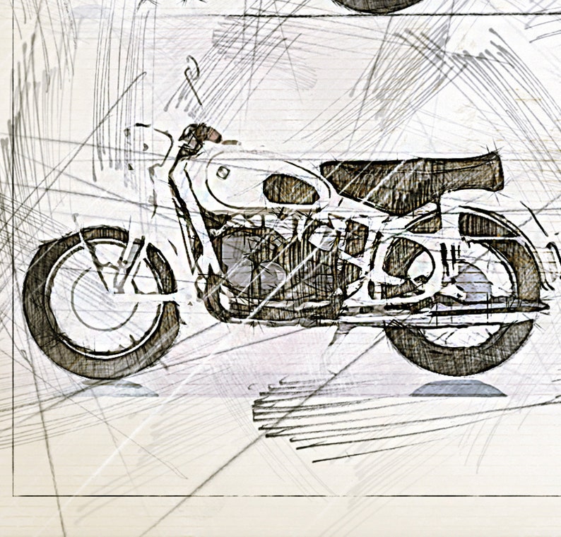 BMW Motorcycles Evolution 1925-35-45-55-65 Art Sketch Poster - Etsy