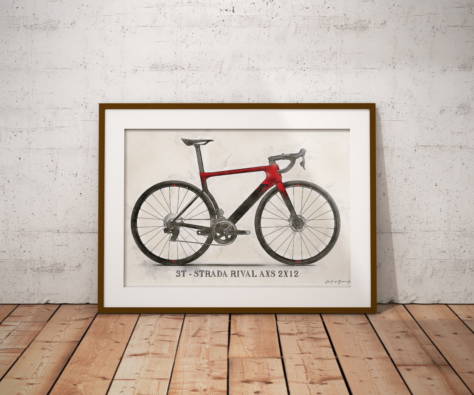 3T STRADA RIVAL AXS 2X12 – Cycling Print - Art Sketch Poster [no Frame ...