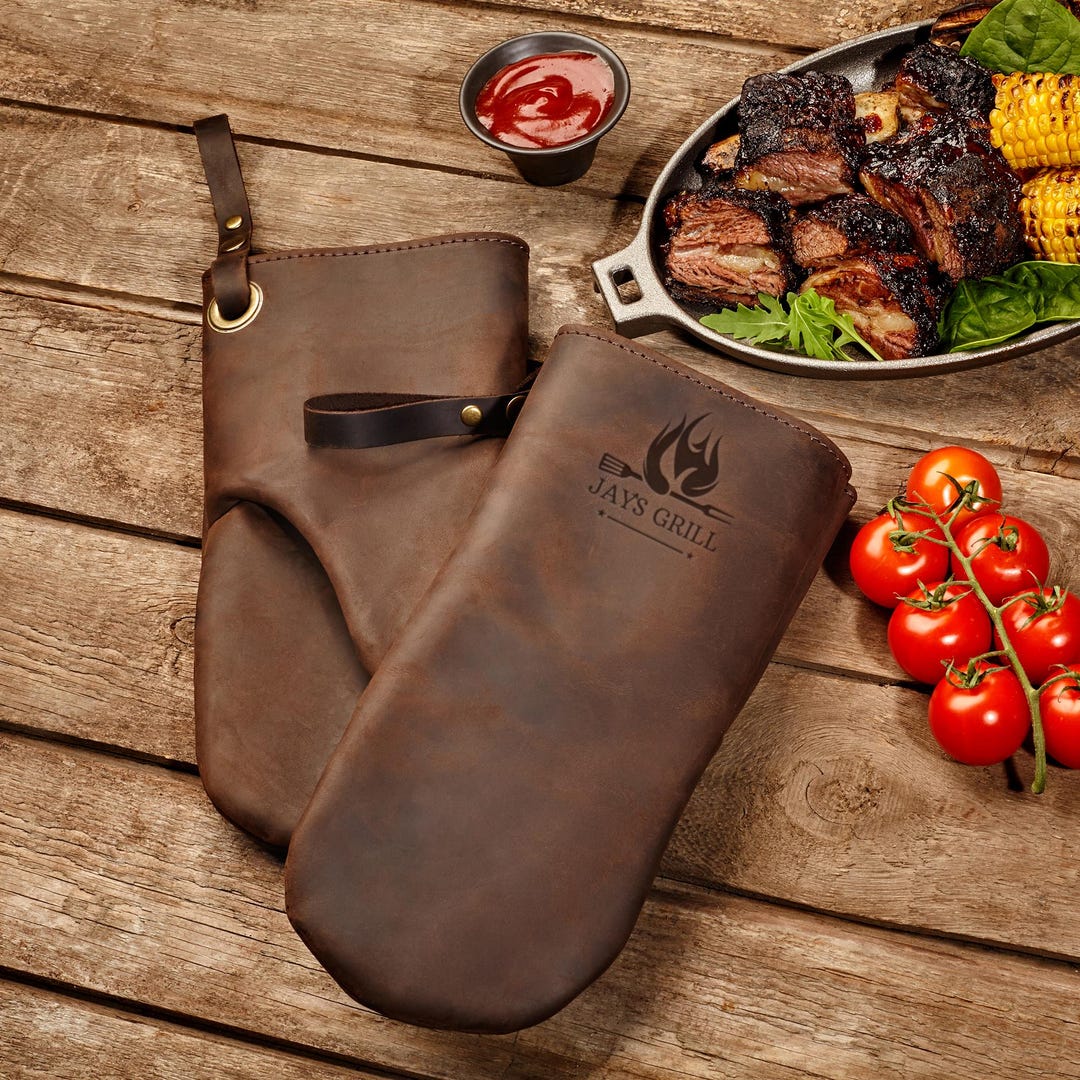 Leather Oven Mitts Personalized, Personalized Gift for Husband, Dad ...