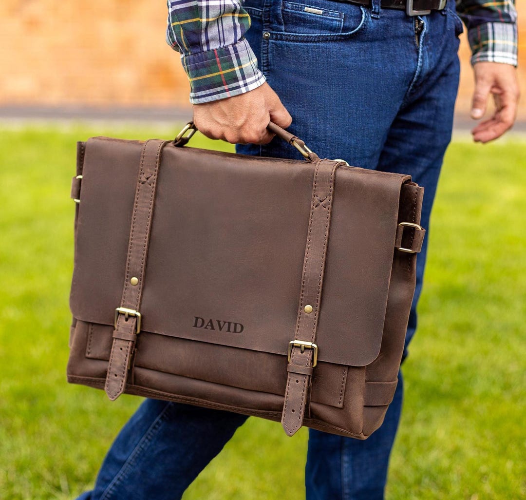Personalized Briefcase for Men, Monogrammed Laptop Bag for Him, Mens ...