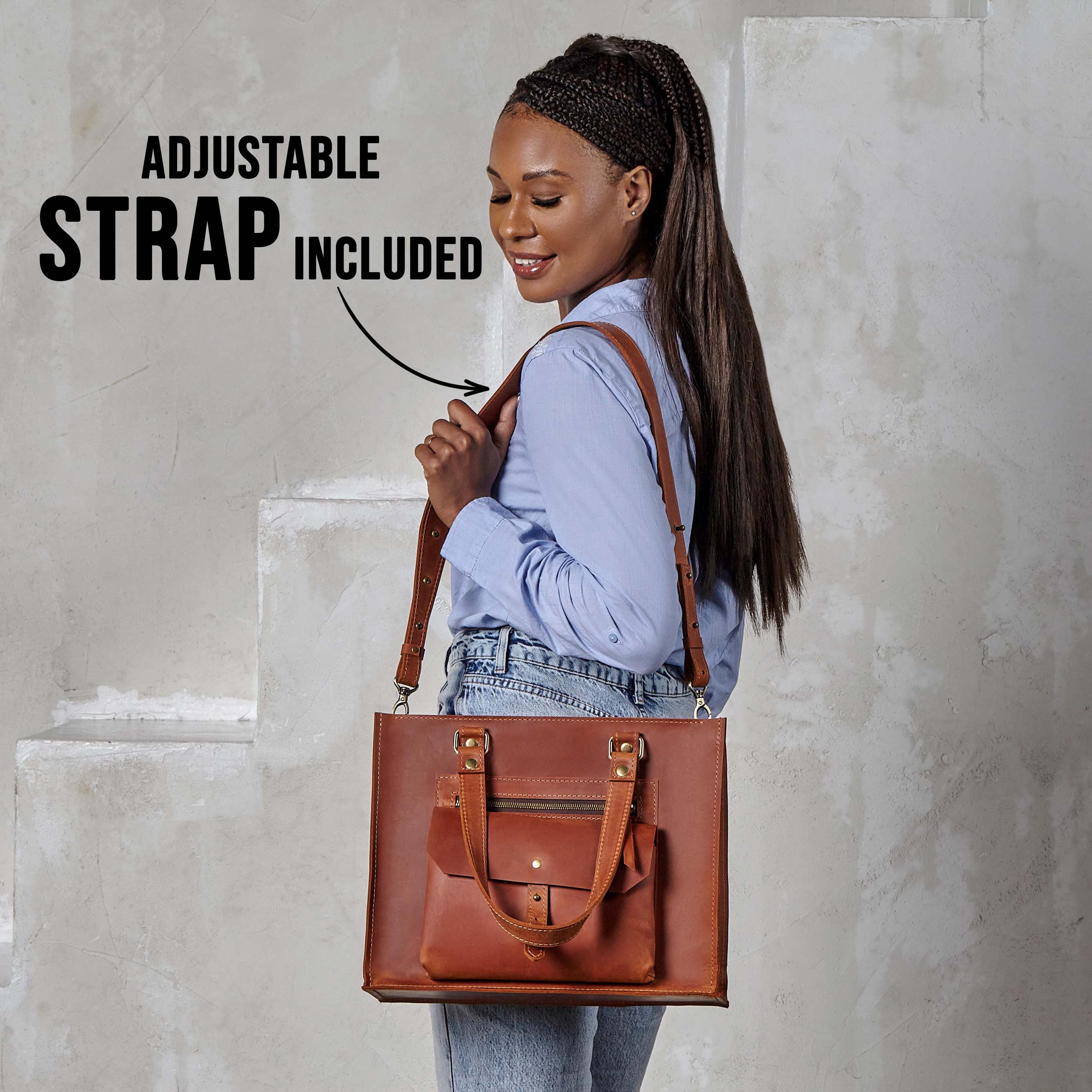 Structured Leather Laptop Tote, Personalized Tech Bag for Women ...