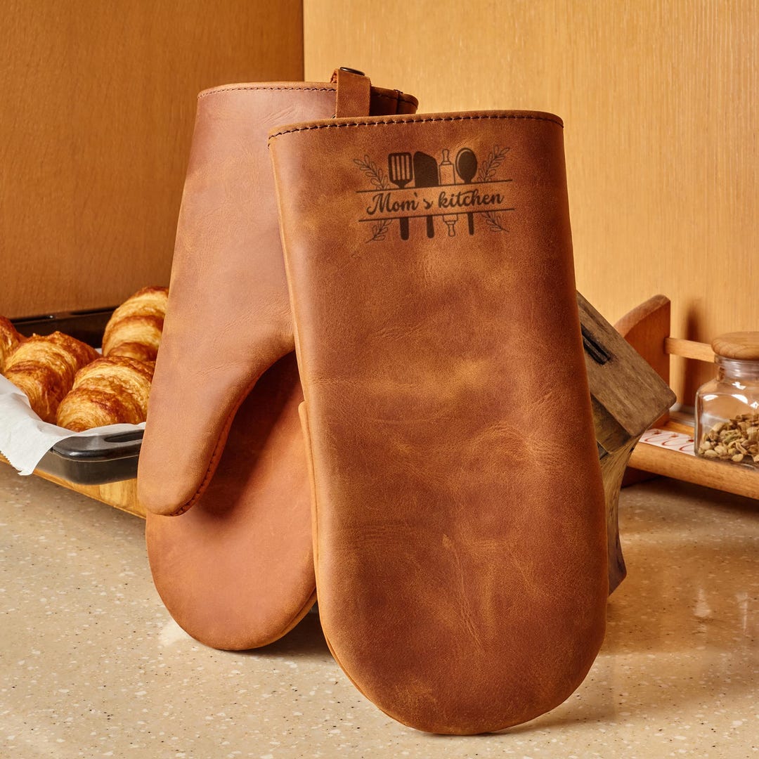 Leather Pot Grabber Personalized, Womens Oven Mitts, Christmas Gift for ...