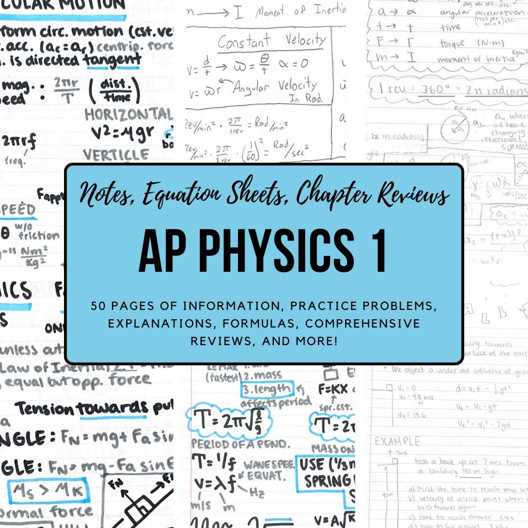 AP Physics 1 Notes, Equation Sheets, and Chapter Reviews - Etsy