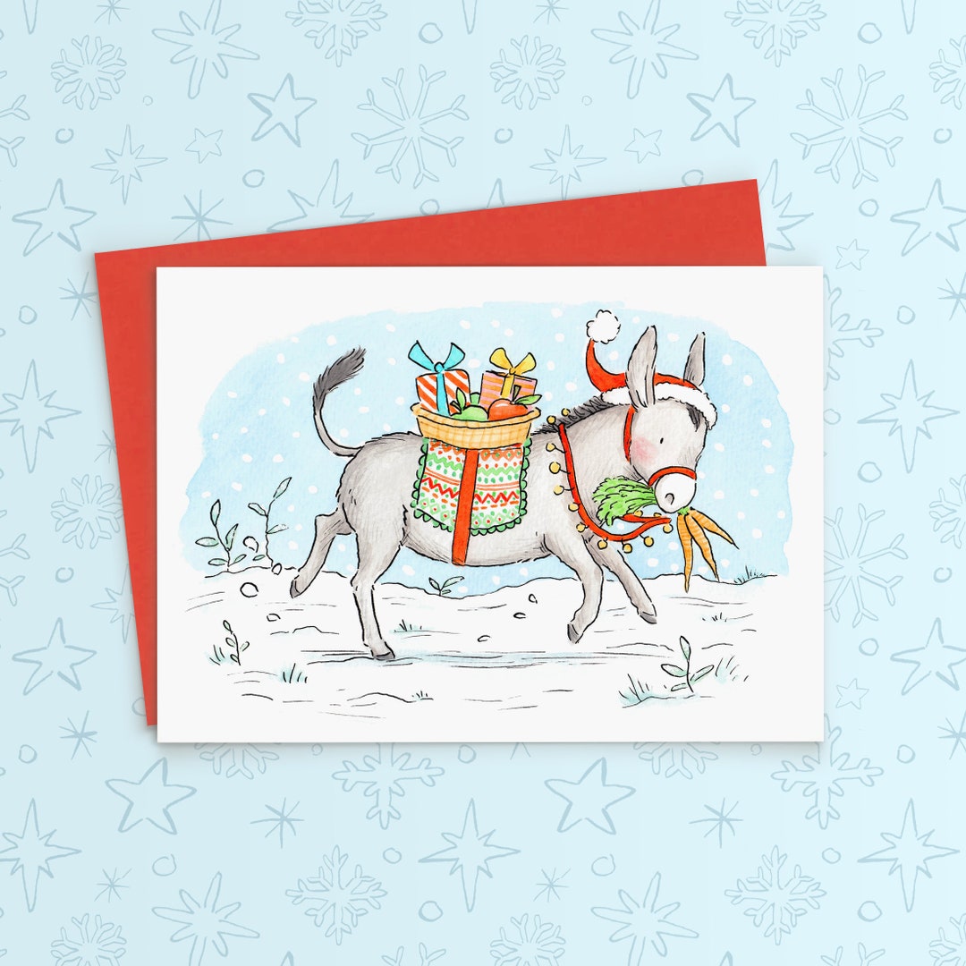 Dominick the Donkey Greeting Card Watercolour Illustration - Etsy