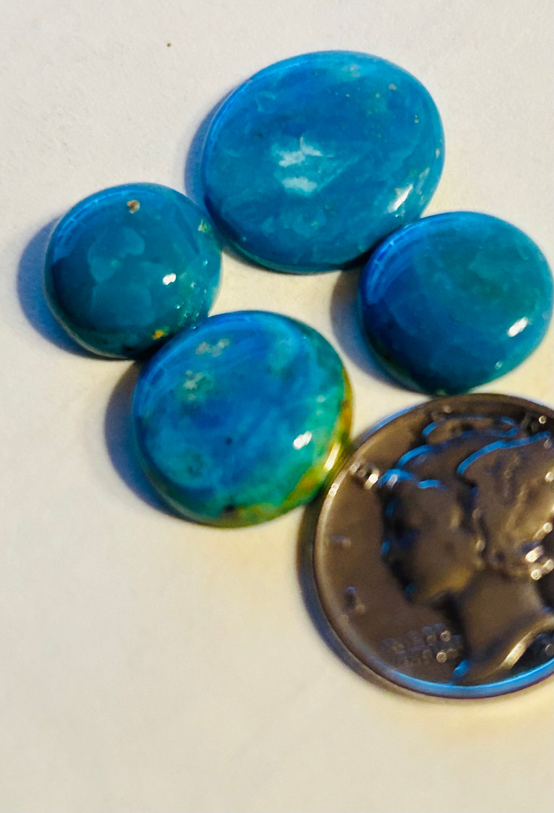Blue Opals Lot of 4, Peruvian Blue Opal Gemstones, 4 Round Cut Blue ...