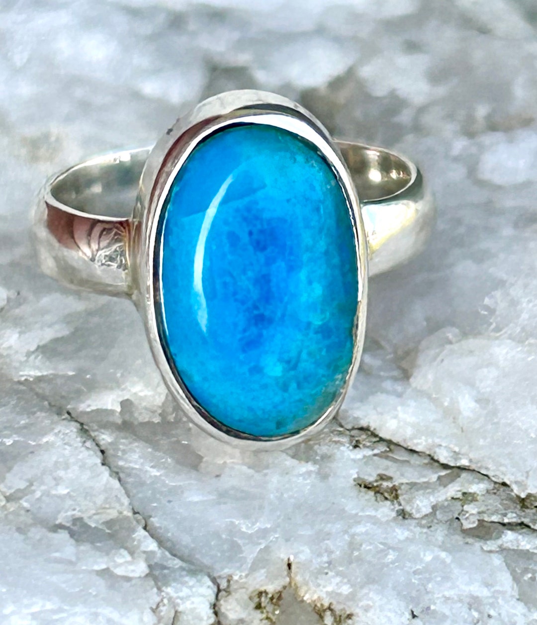 Blue Opal Ring, Peruvian Blue Opal Ring, Blue Opal in Sterling Silver ...