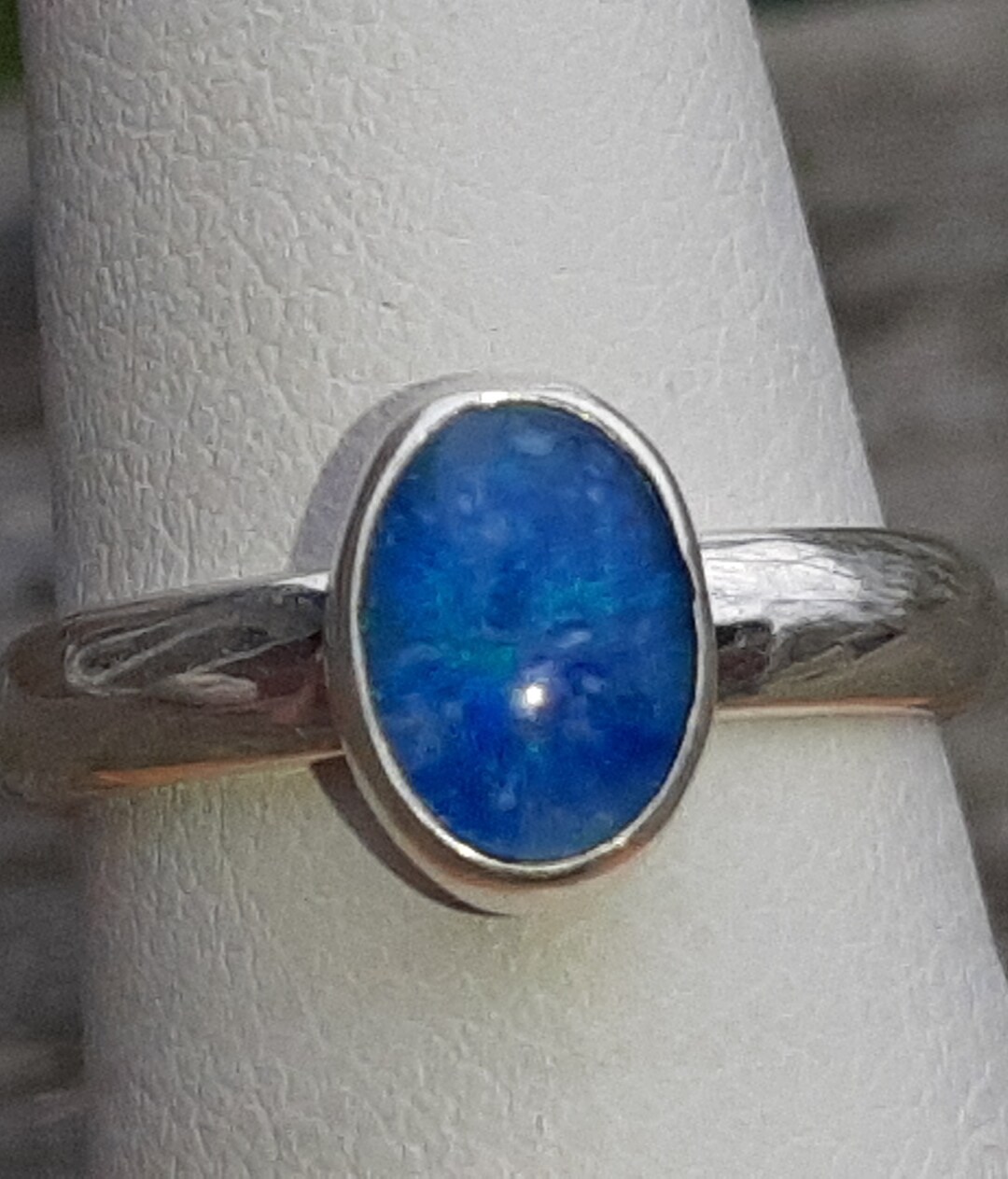 Australian Blue Opal Ring, Opal (doublet) Ring, Ocean Blue Opal 1.5 Ct ...
