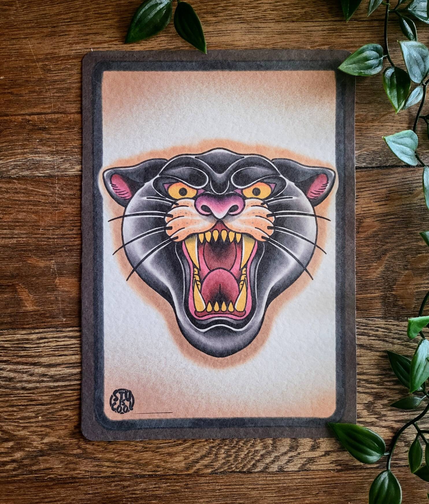 Traditional Panther Head Tattoo