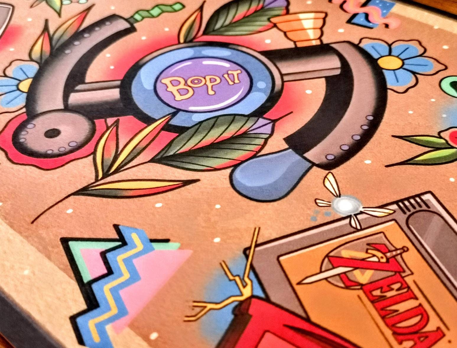 90s Nostalgia Tattoo Flash Print | Etsy