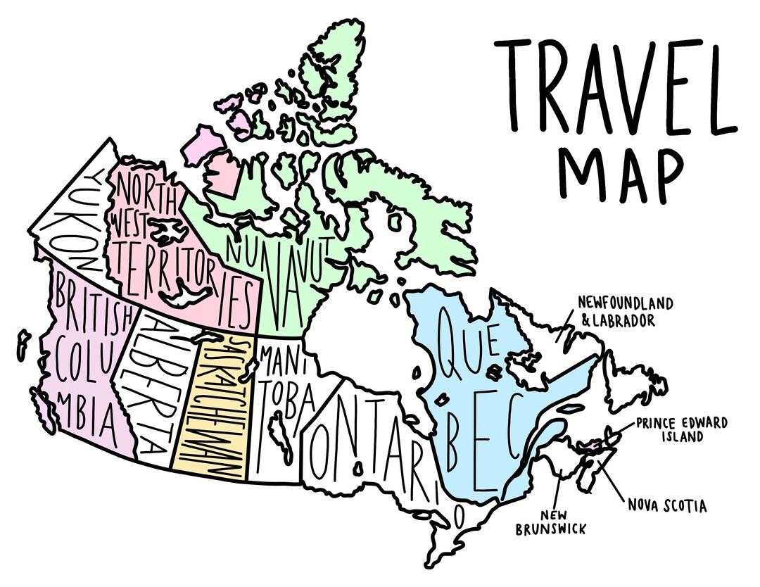 Canada Travel Map Digital Download - Etsy