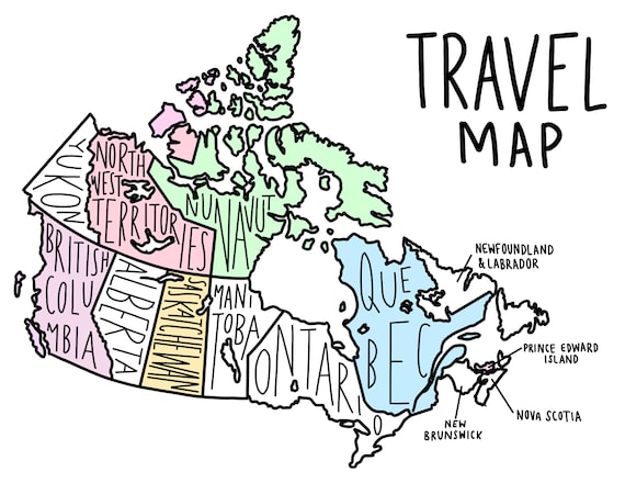 Canada Travel Map Digital Download - Etsy