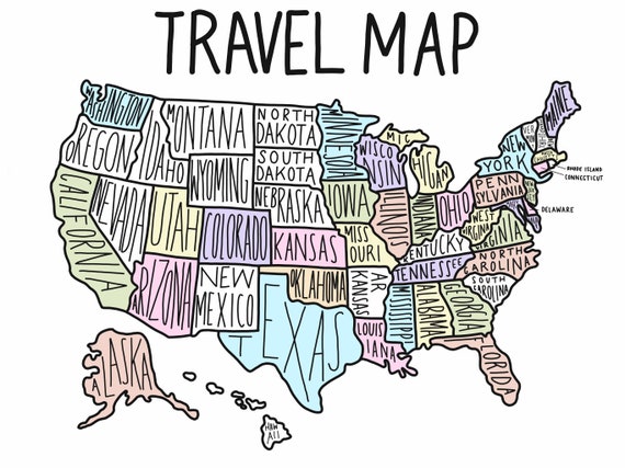 Travel Map Digital Download | Etsy