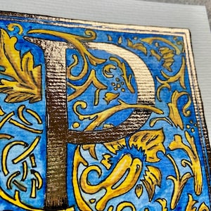 Gilded Letter P Art, Hand-painted Filigree Calligraphy - Etsy