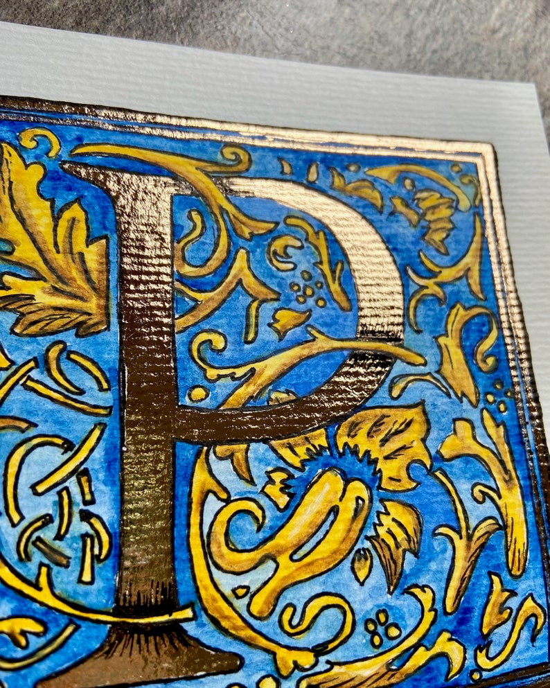 Gilded Letter P Art, Hand-painted Filigree Calligraphy - Etsy
