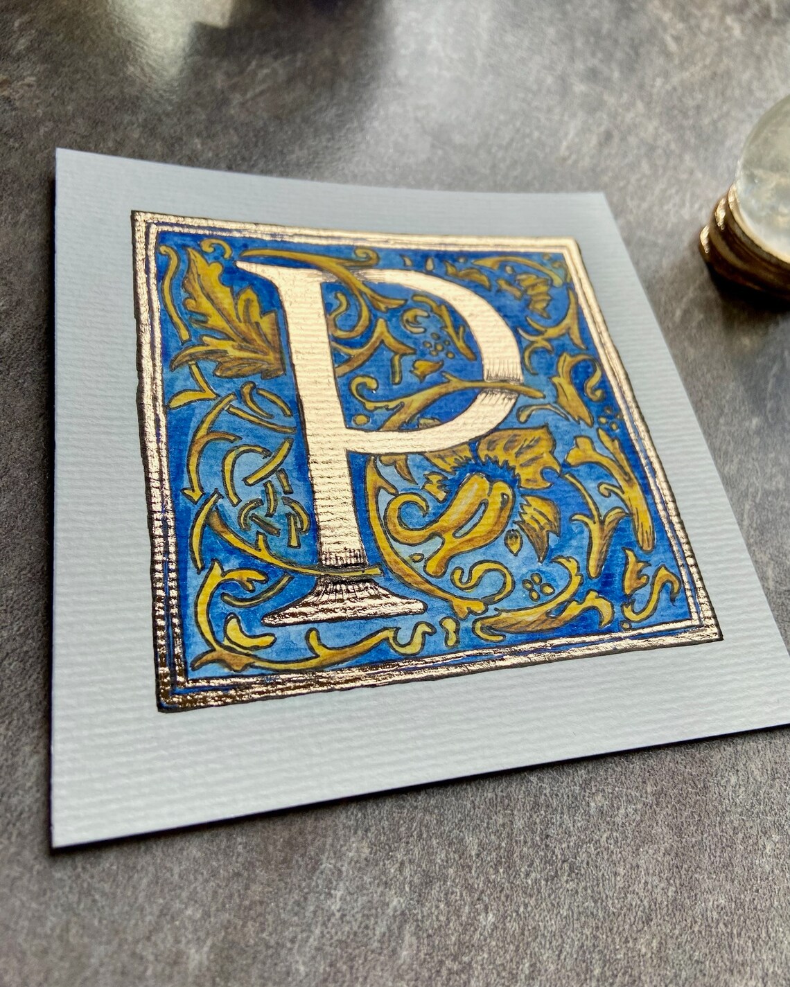 Gilded Letter P Art, Hand-painted Filigree Calligraphy - Etsy