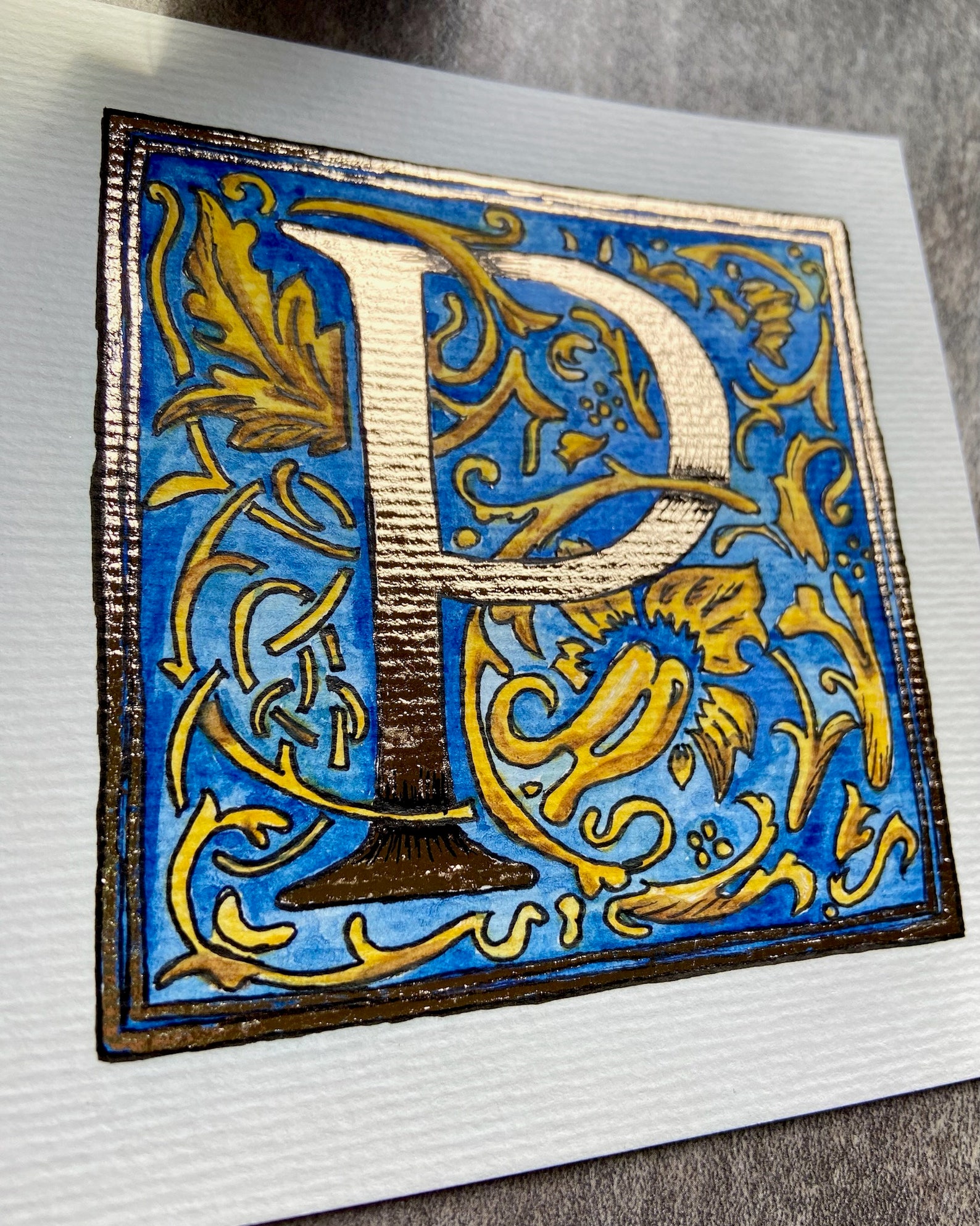 Gilded Letter P Art, Hand-painted Filigree Calligraphy - Etsy