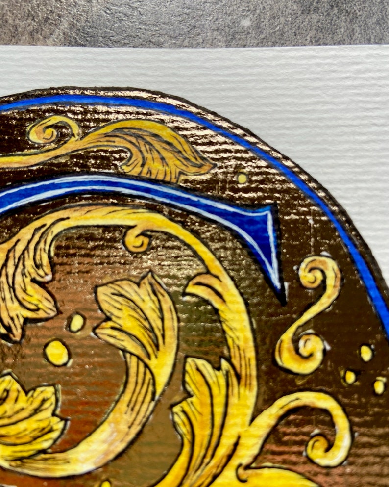 Gilded Filigree Capital C Calligraphy Original Authentic Artwork One of ...