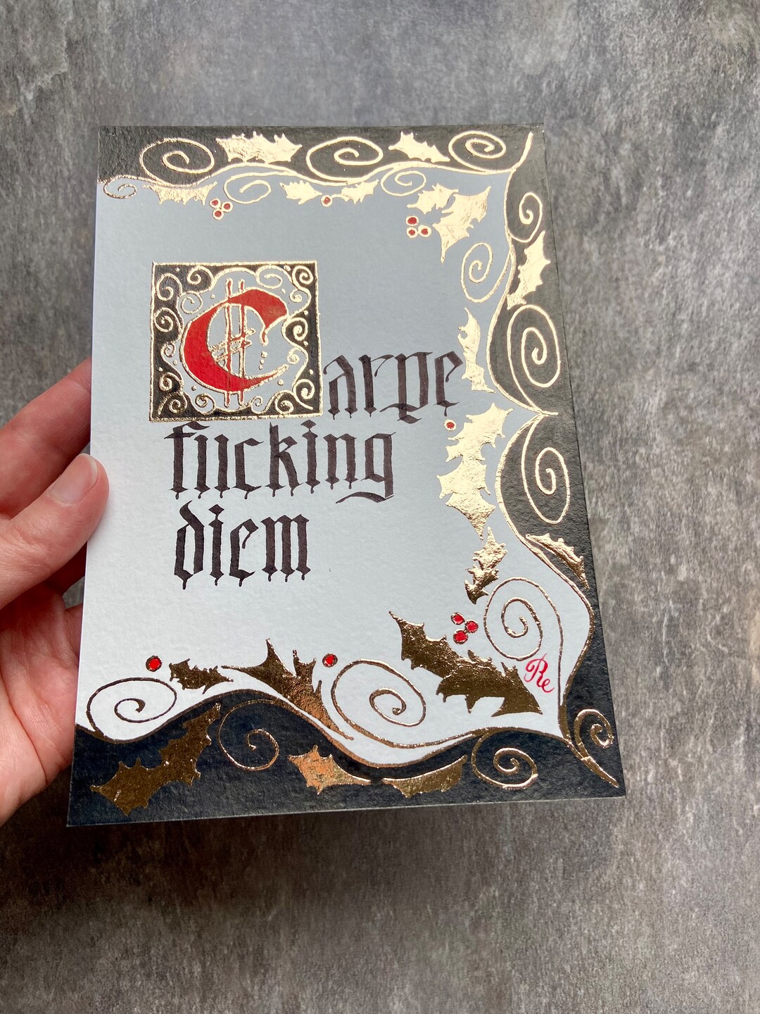 Carpe Diem Original Calligraphy Gothic Script Art Motivational Wall ...