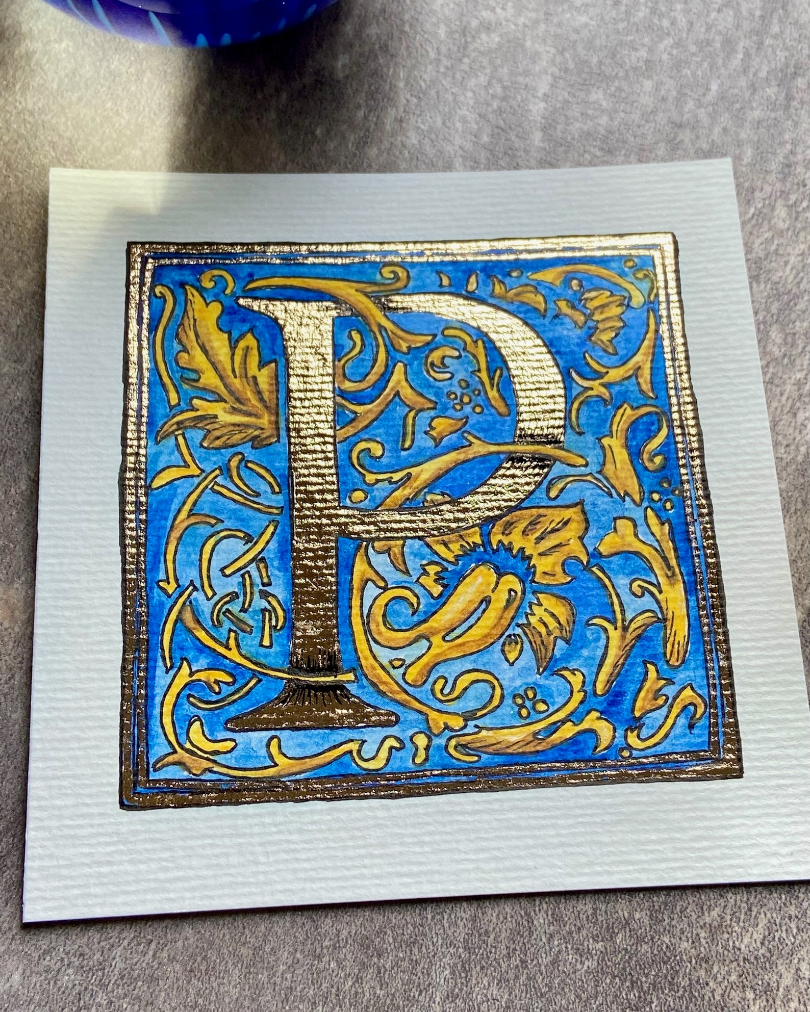 Gilded Letter P Art, Hand-painted Filigree Calligraphy - Etsy
