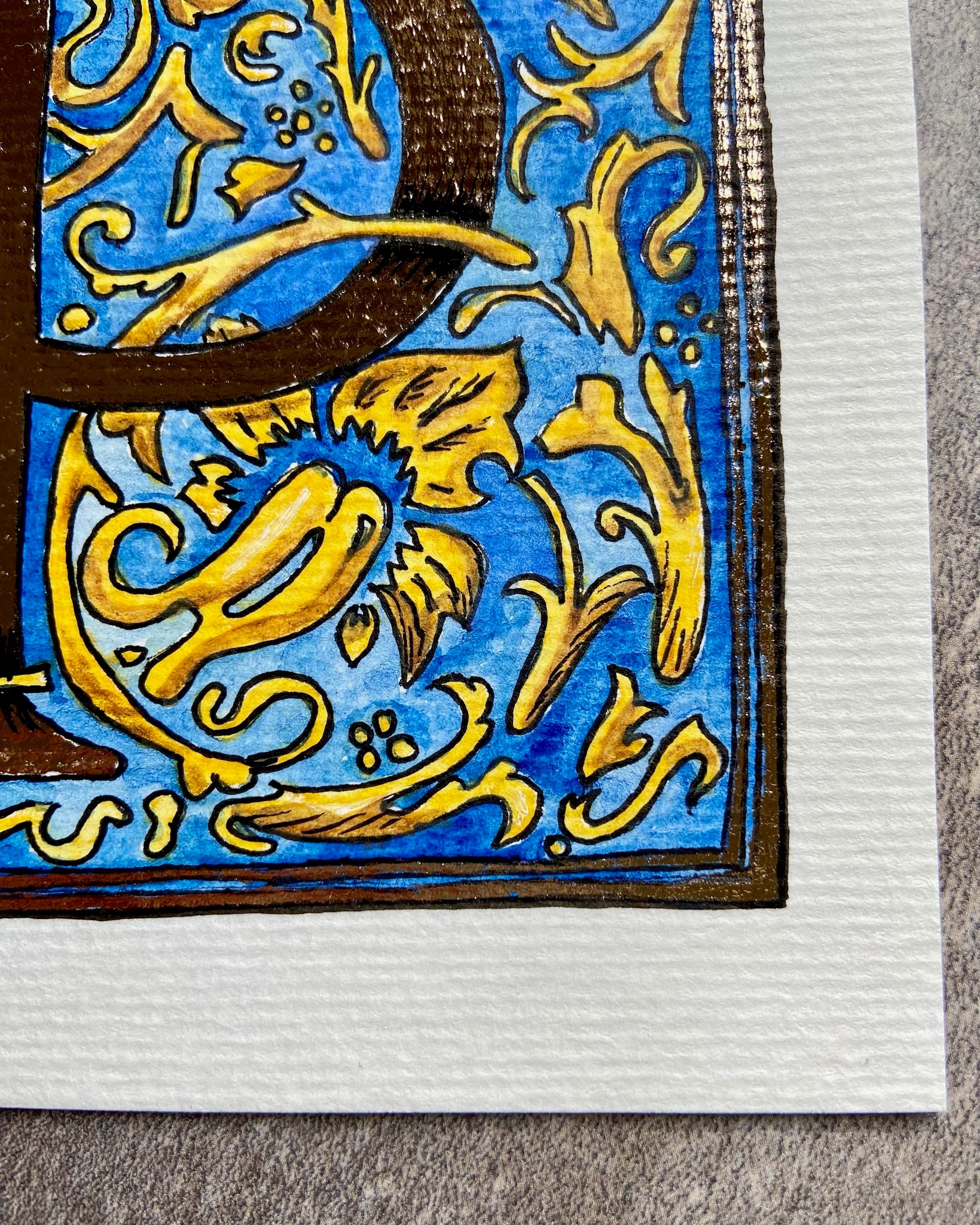 Gilded Letter P Art, Hand-painted Filigree Calligraphy - Etsy