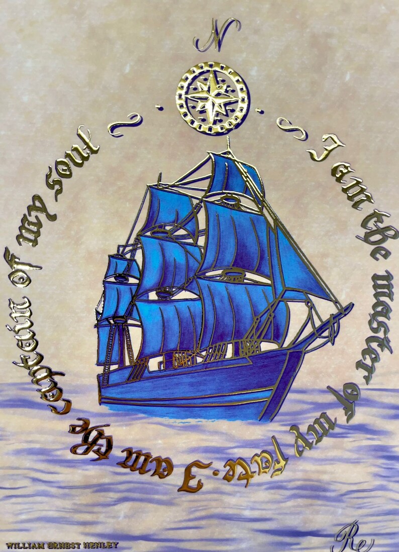 Invictus Poem Calligraphy Illuminated Postcard I Am the Master of My ...