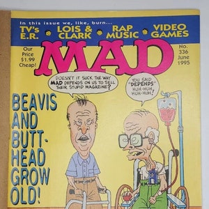 1995 Mad Magazine No.336 June Beavis and Butt-head Grow Old - Etsy