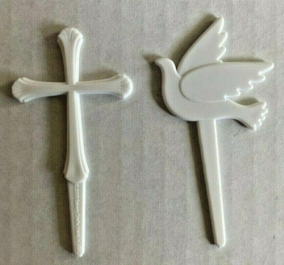 Bakery Crafts Plastic Cupcake Favors Toppers New Lot of 6 "dove/cross ...