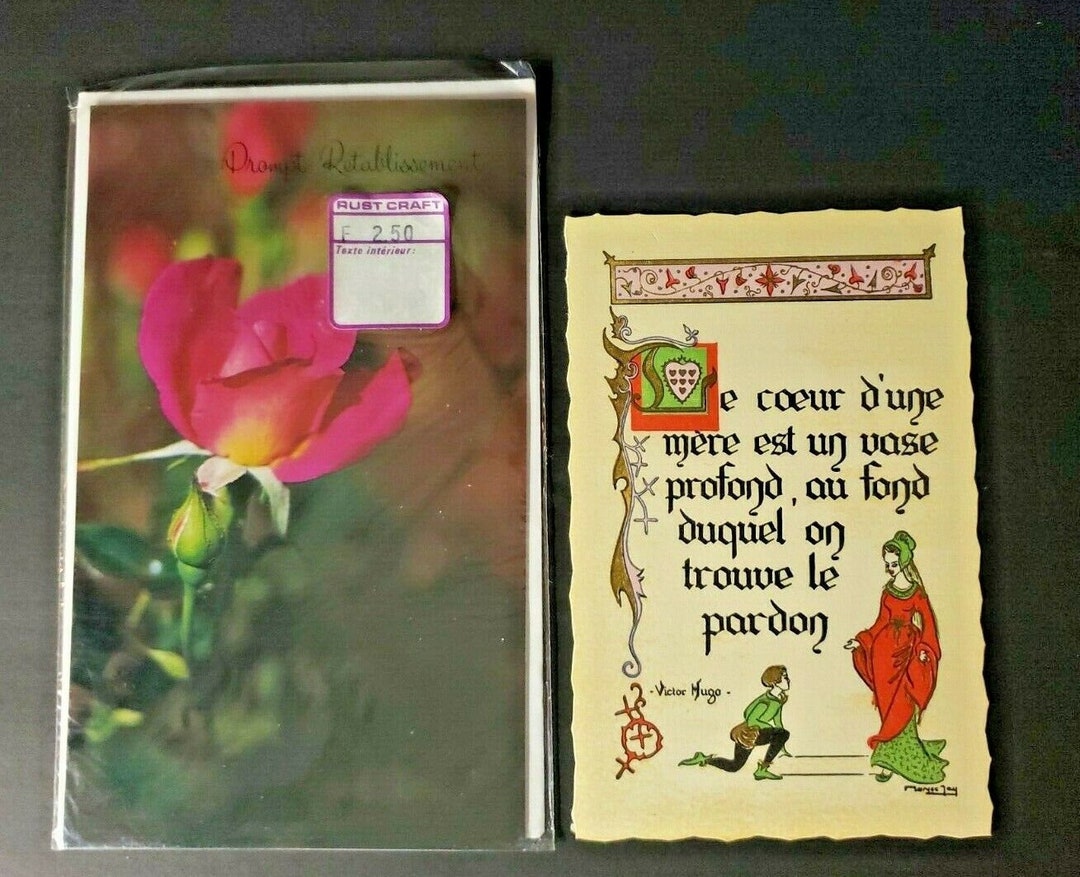 Vintage Rare French Rust Craft Card and Roussel victor Mugo Card NOS ...