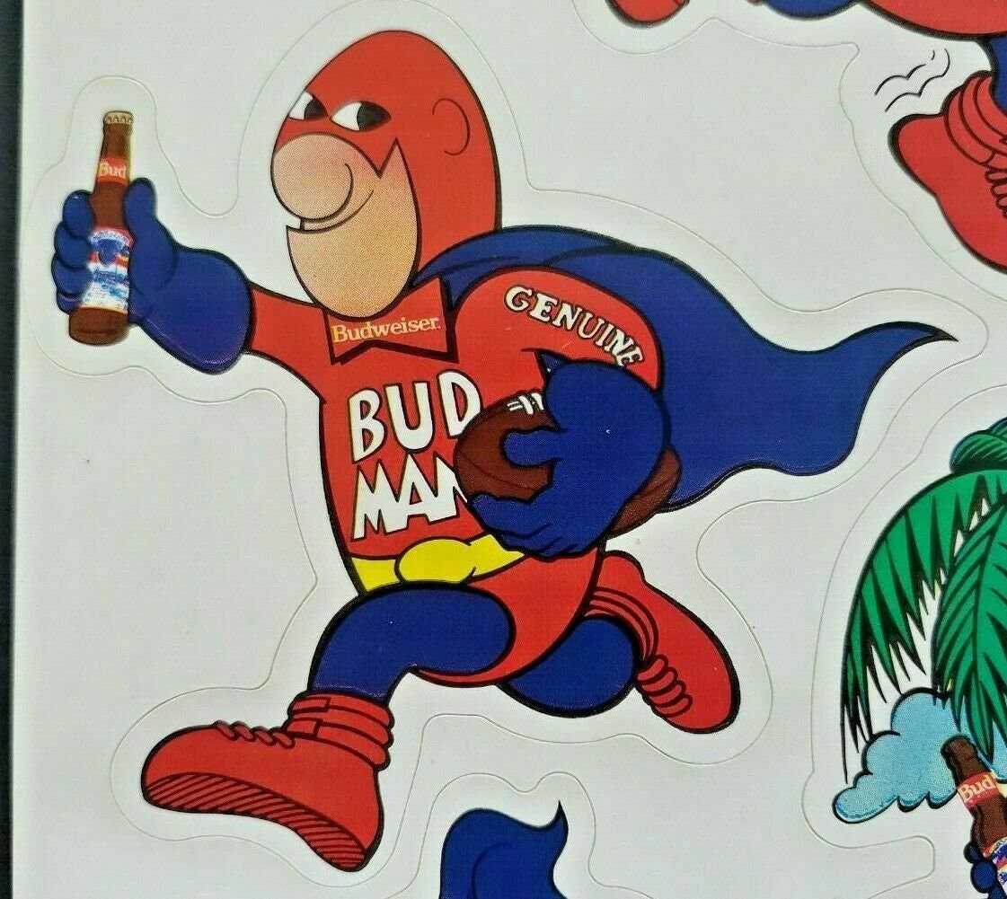 Vintage 1987 Anheuser-busch Budweiser Beer Bud Man Sticker - Etsy