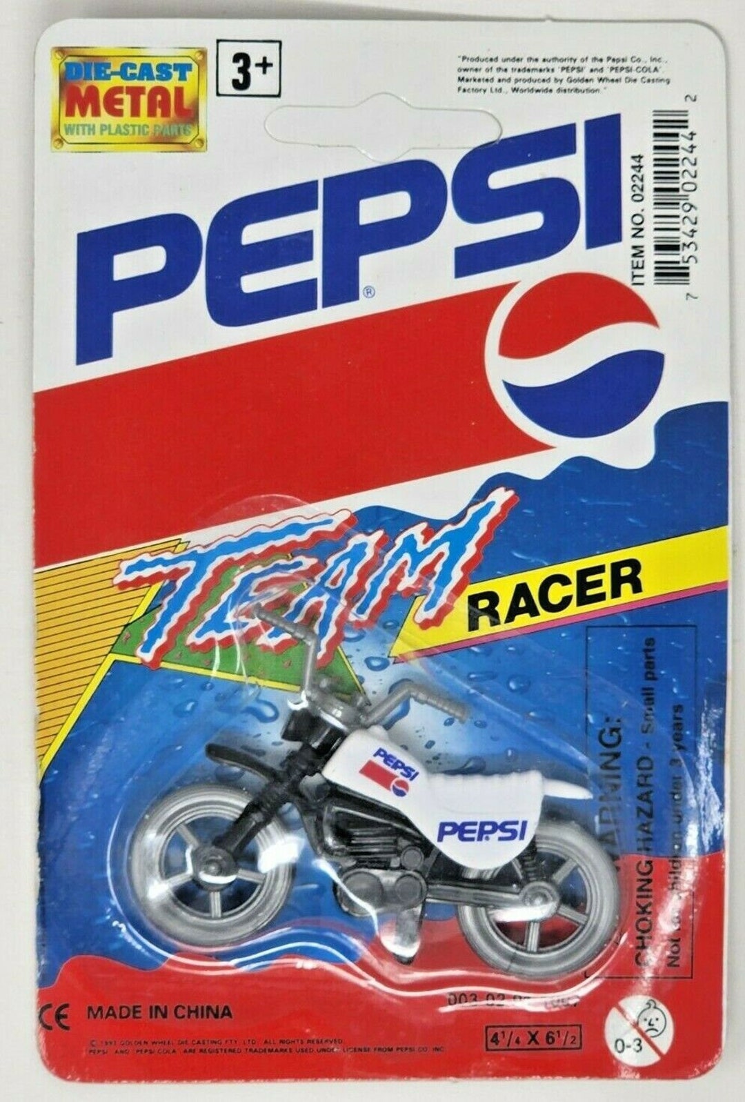 Vintage 1993 Golden Wheel Pepsi Team Racer Die-cast Dirt Bike ...