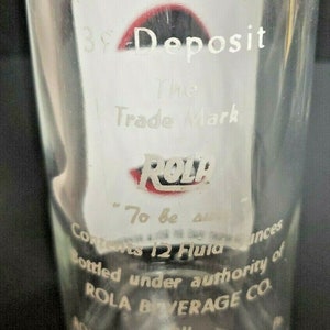 Vintage 1953 Rola Cola Soda Pop Bottle 12oz Erie, Pa Very Clean B1-30 ...