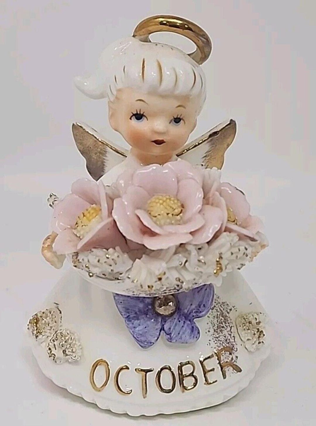 Vintage Lefton October Angel Cosmos Rose Zircon 489 PB196 - Etsy
