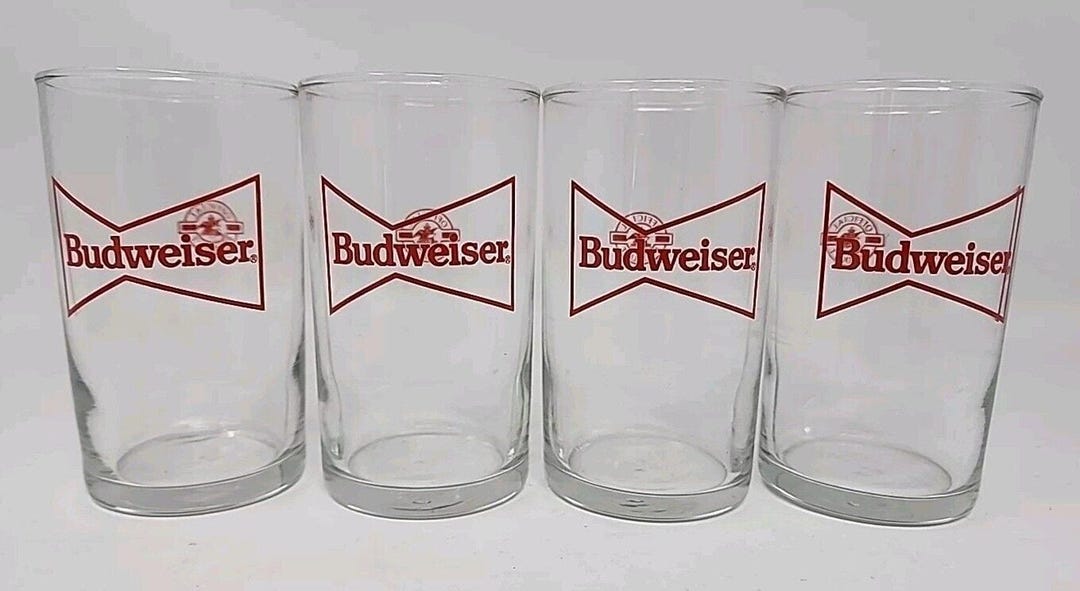 Budweiser Beer VTG Tasting Glass Budweiser Bow Tie 6 Oz Set of 4 U206 ...