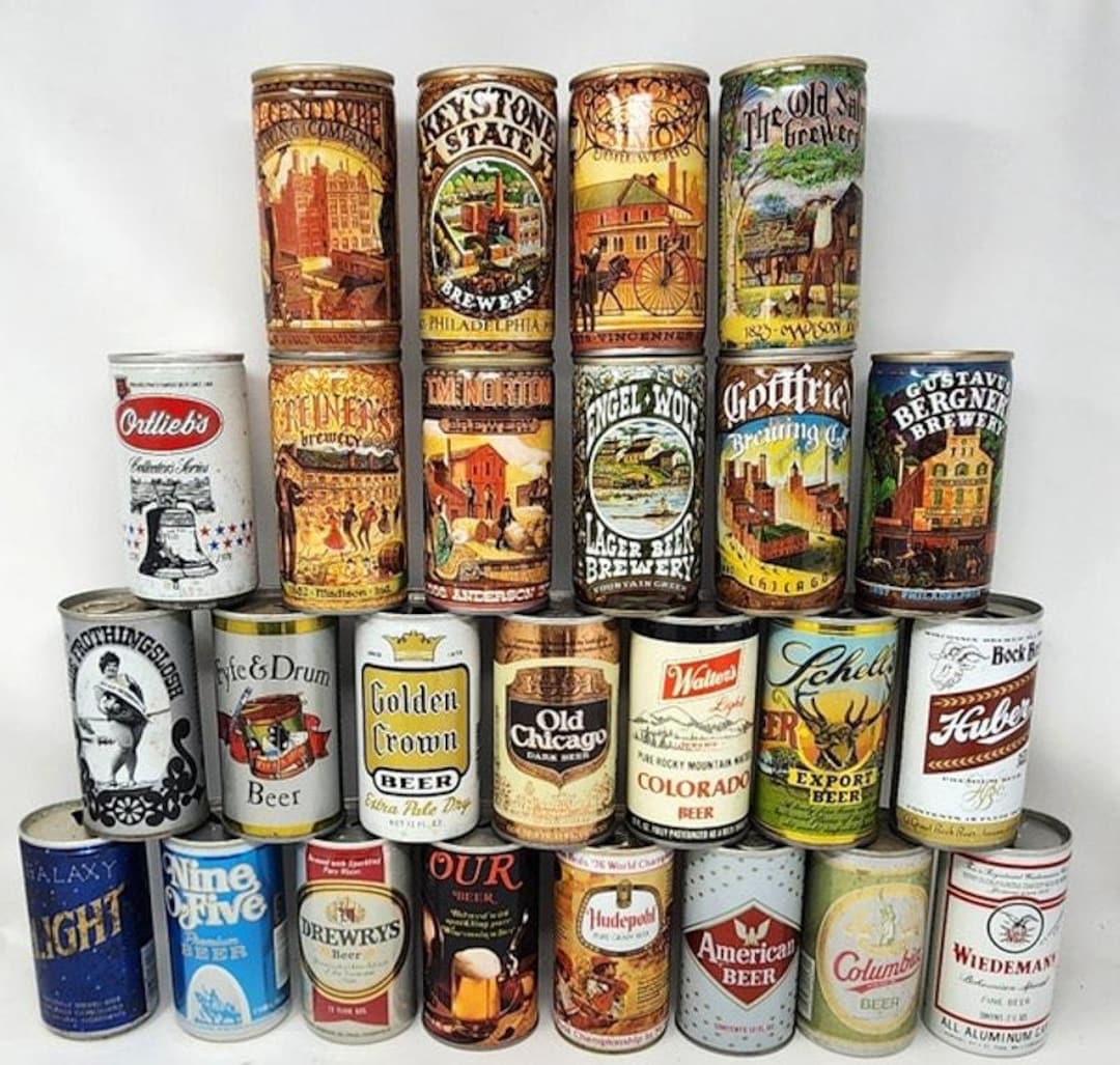 Vintage 70-80's Mixed Collectible Empty Beer Steel Cans Lot of 25 Cans ...
