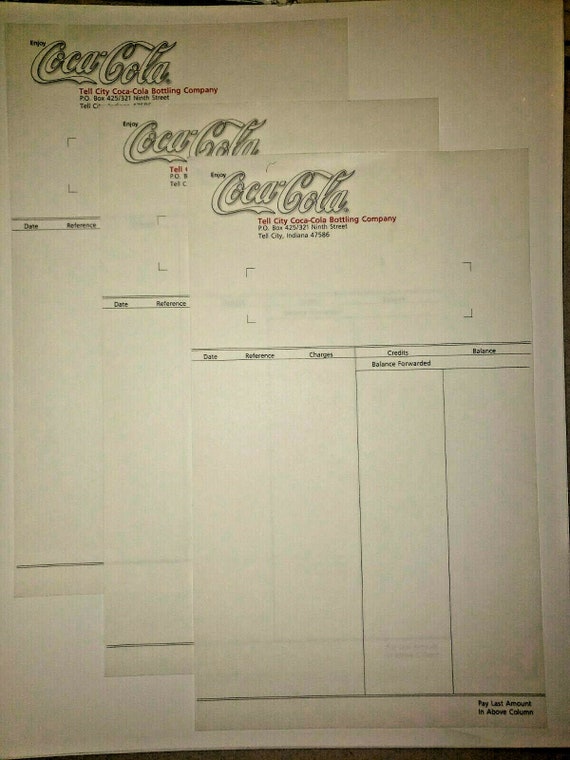 Vintage 3 Tell City Coca Cola Bottling Dist Invoices Tell | Etsy