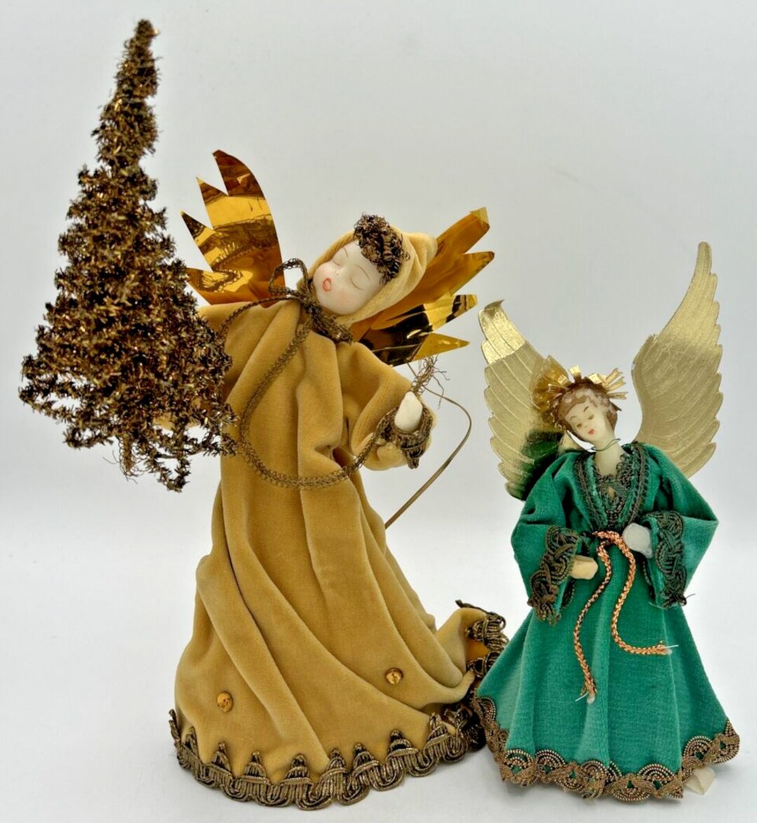 Vintage German Wax Doll Christmas Tree Toppers Lot of 2 - Etsy