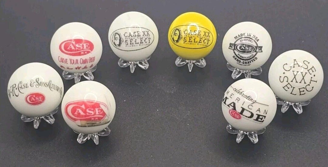 Case XX Knife Knives Logo 1" Shooter Marbles Lot of 8 With Stands PB32B ...