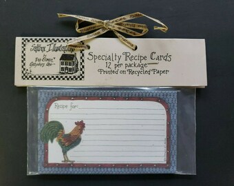 Rooster Recipe Cards - Etsy