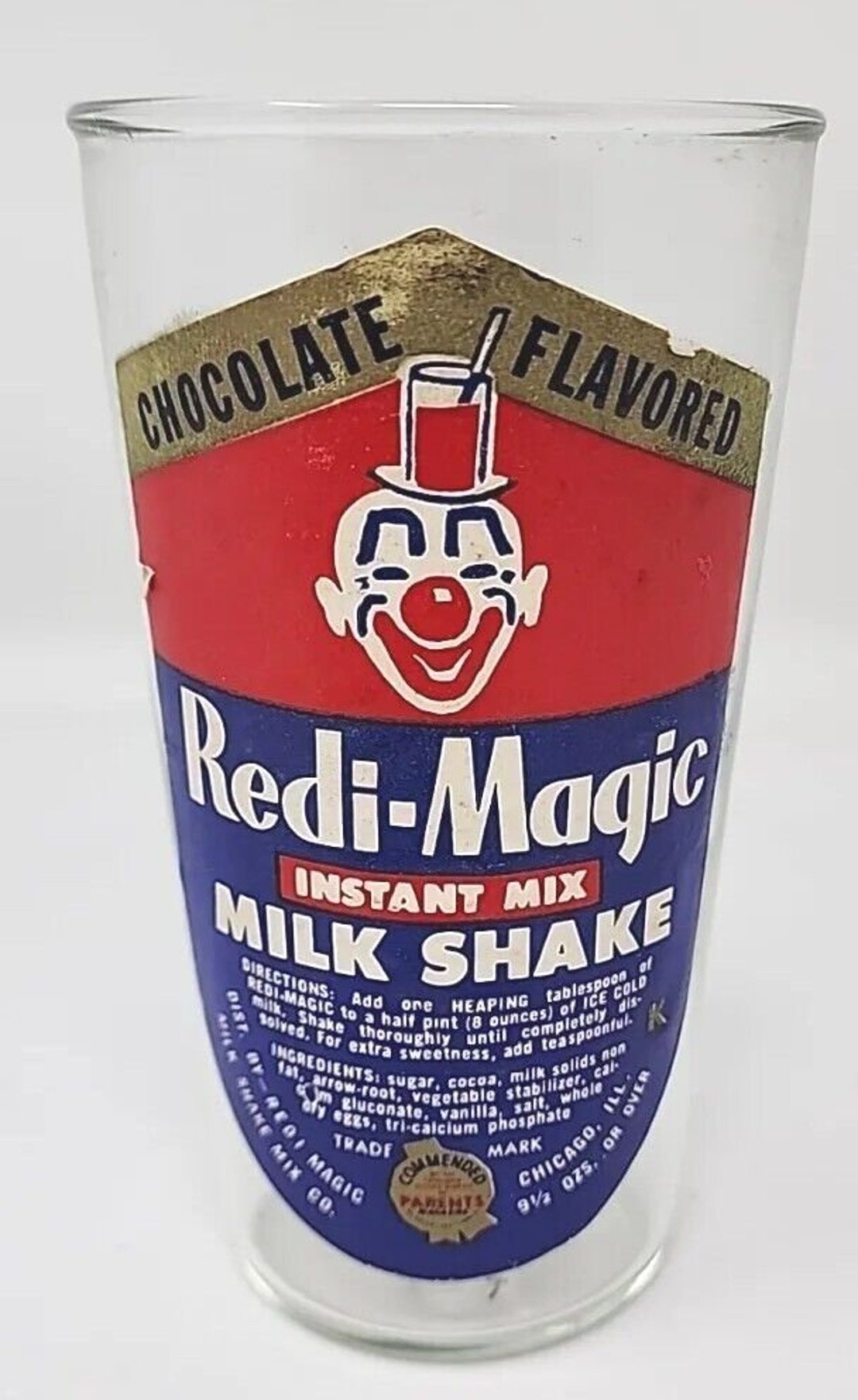 Vintage Redi_magic Instant Mix Milk Shake Glass Jar Advertising Ms - Etsy