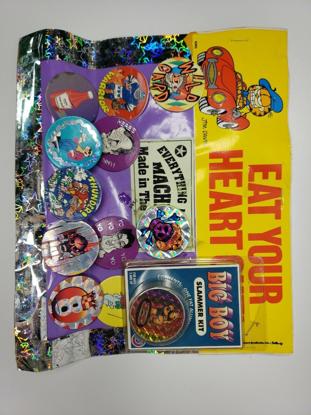 Vintage Pogs Big Boy Garfield Old Gumball Vending Machine Display Card ...