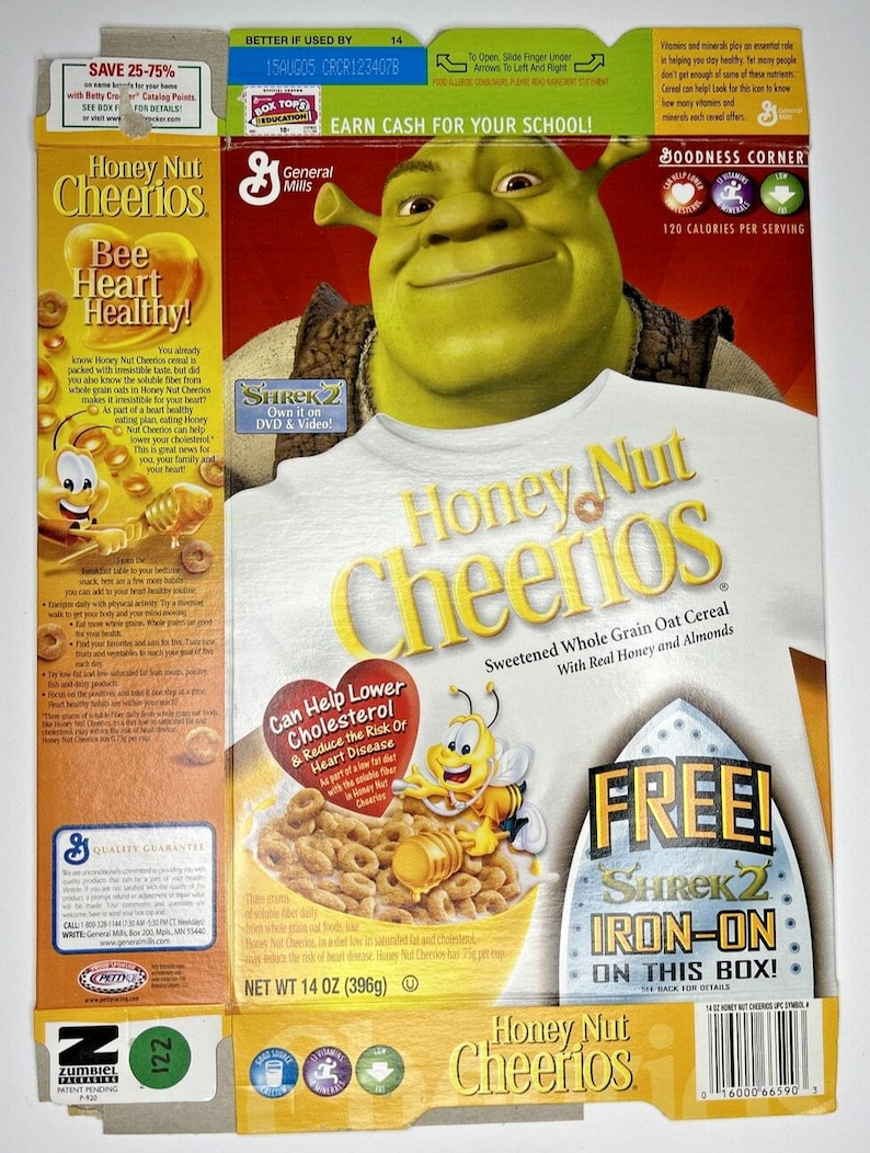 2005 Empty Honey Nut Cheerios Shrek 14oz Cereal Box Sku - Etsy
