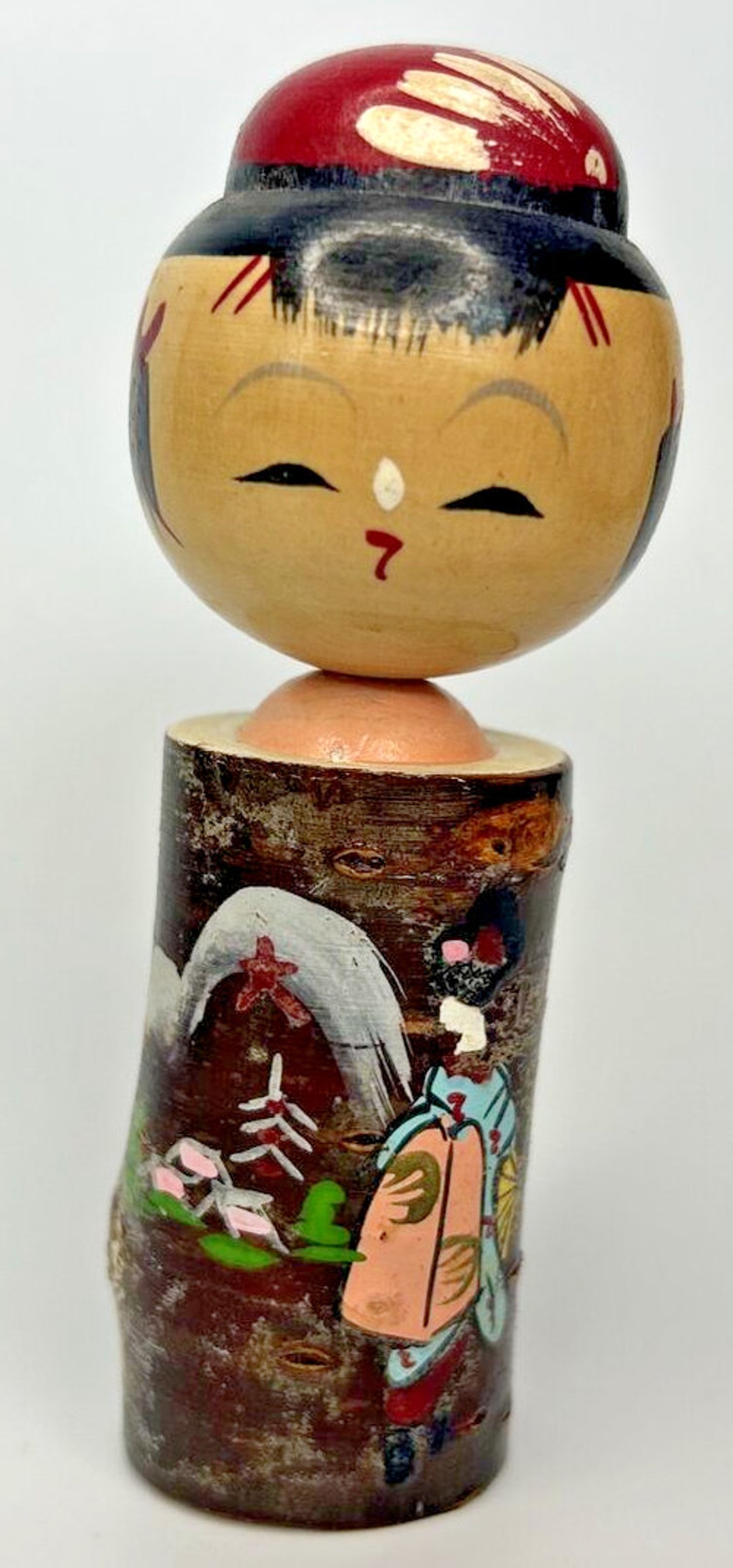 Vintage Japanese Kokeshi Hand Painted Bobble Head Doll About 4.25 SKU ...