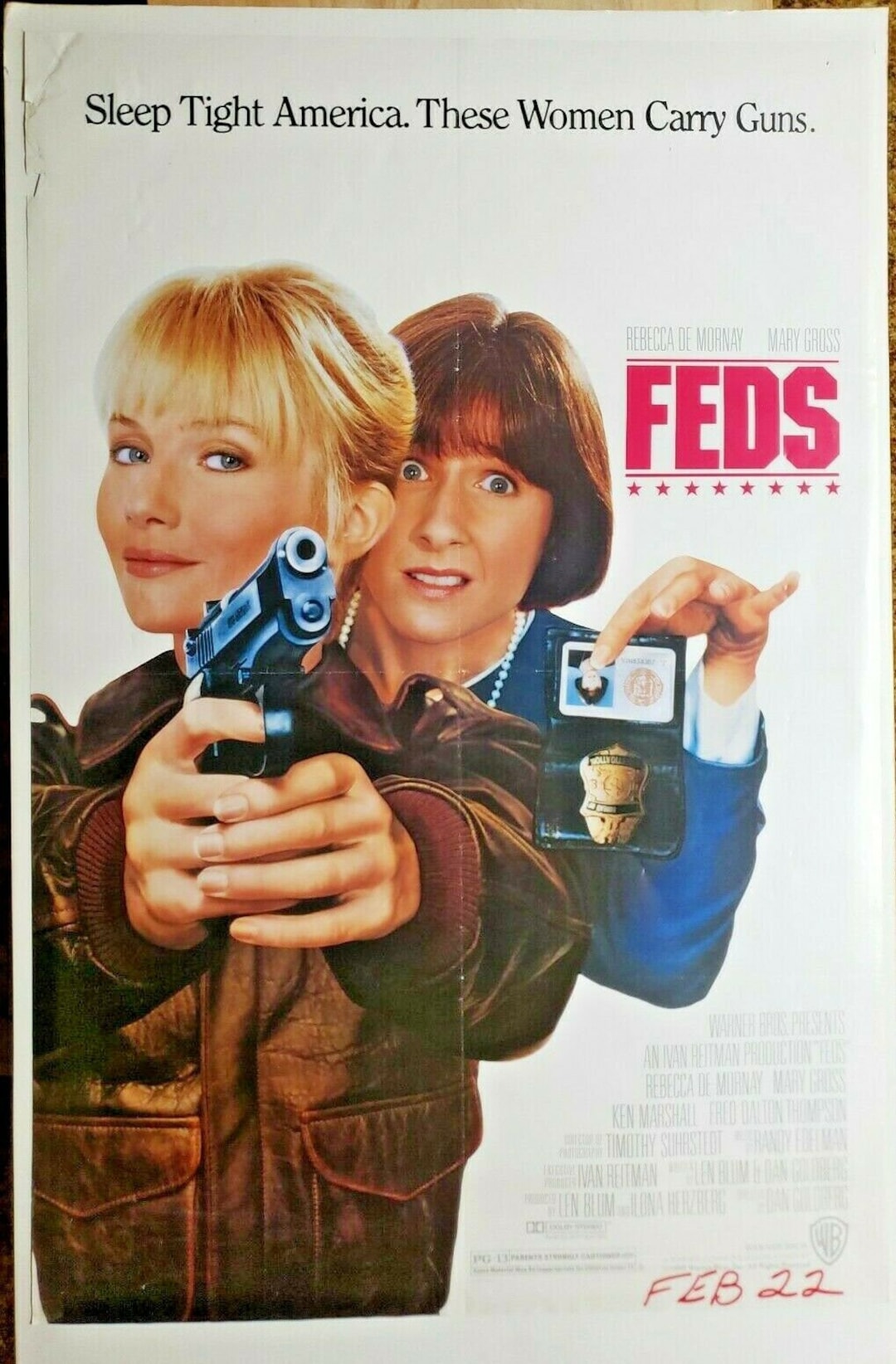1988 Feds Original Movie Poster Rebecca De Mornay Comedy Warner Bros ...