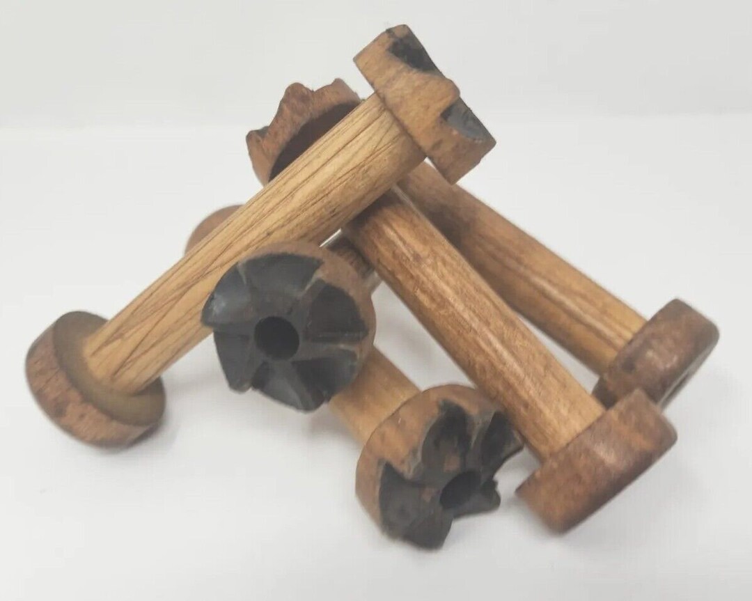 Vintage Wood Textile Spool Bobbins Set of 5 Bobbins U39 - Etsy