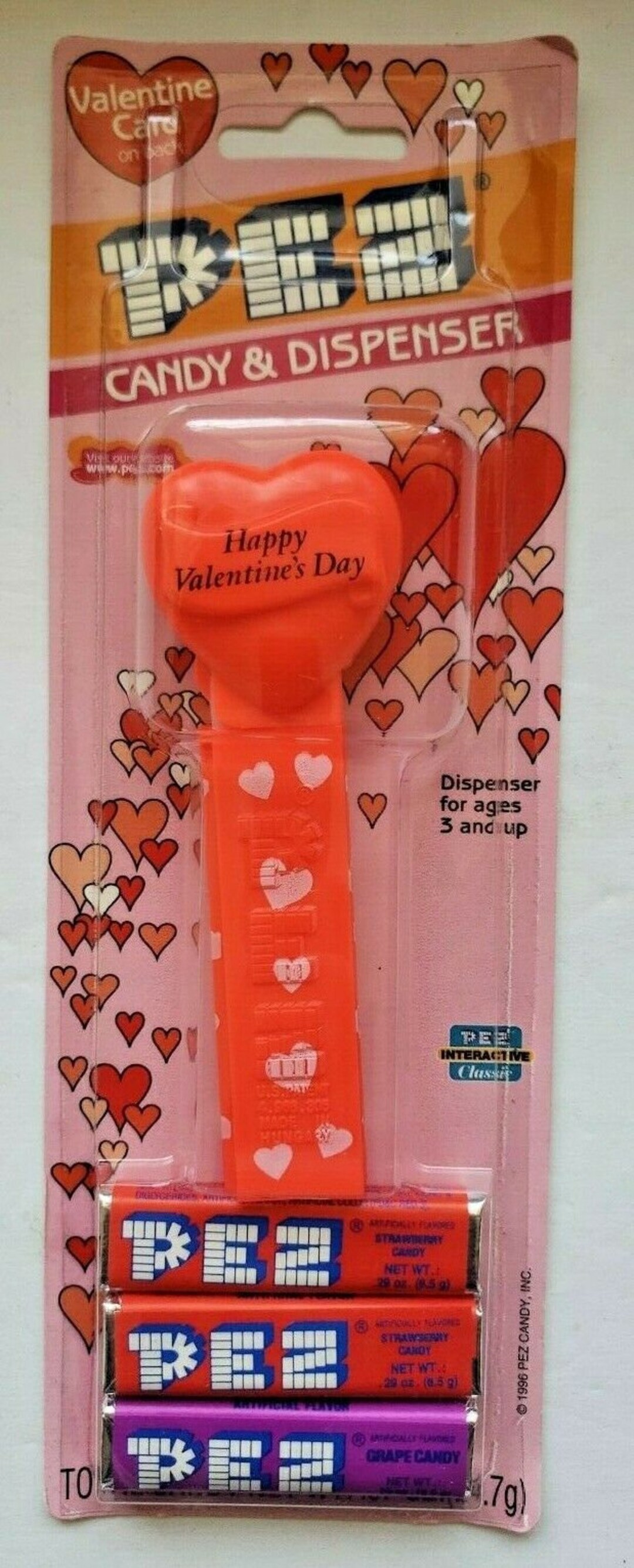 1996 Pez Bright Pink Heart Dispenser Valentines Day New in Package Sh 4 ...