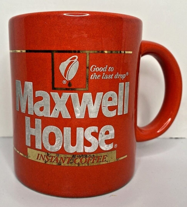 Maxwell House Instant Coffee Cup/mug 12 Oz Vtg Red/gold 1980s - Etsy