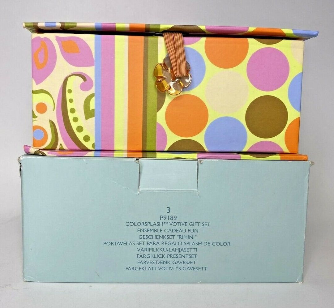 Vintage Retired Partylite Colorsplash Votive Gift Set Holder & Candles ...