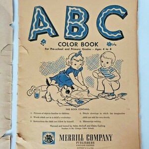 1945 Abc Coloring Book 4806 Merrill Publishing Co Chicago Ill - Etsy