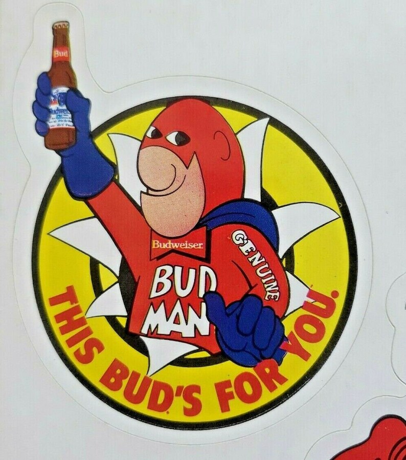 Vintage 1987 Anheuser-busch Budweiser Beer Bud Man Sticker - Etsy