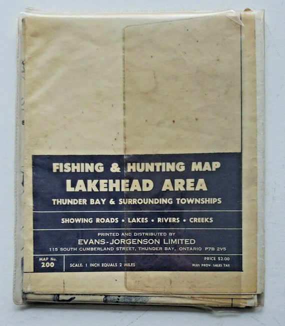 1970 fishing & hunting map no.200 lakehead area thund… - Gem